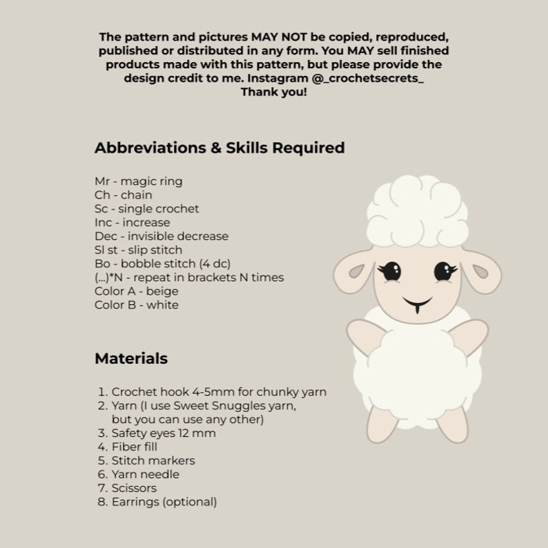 Fluffy Sheep PDF Pattern - Etsy