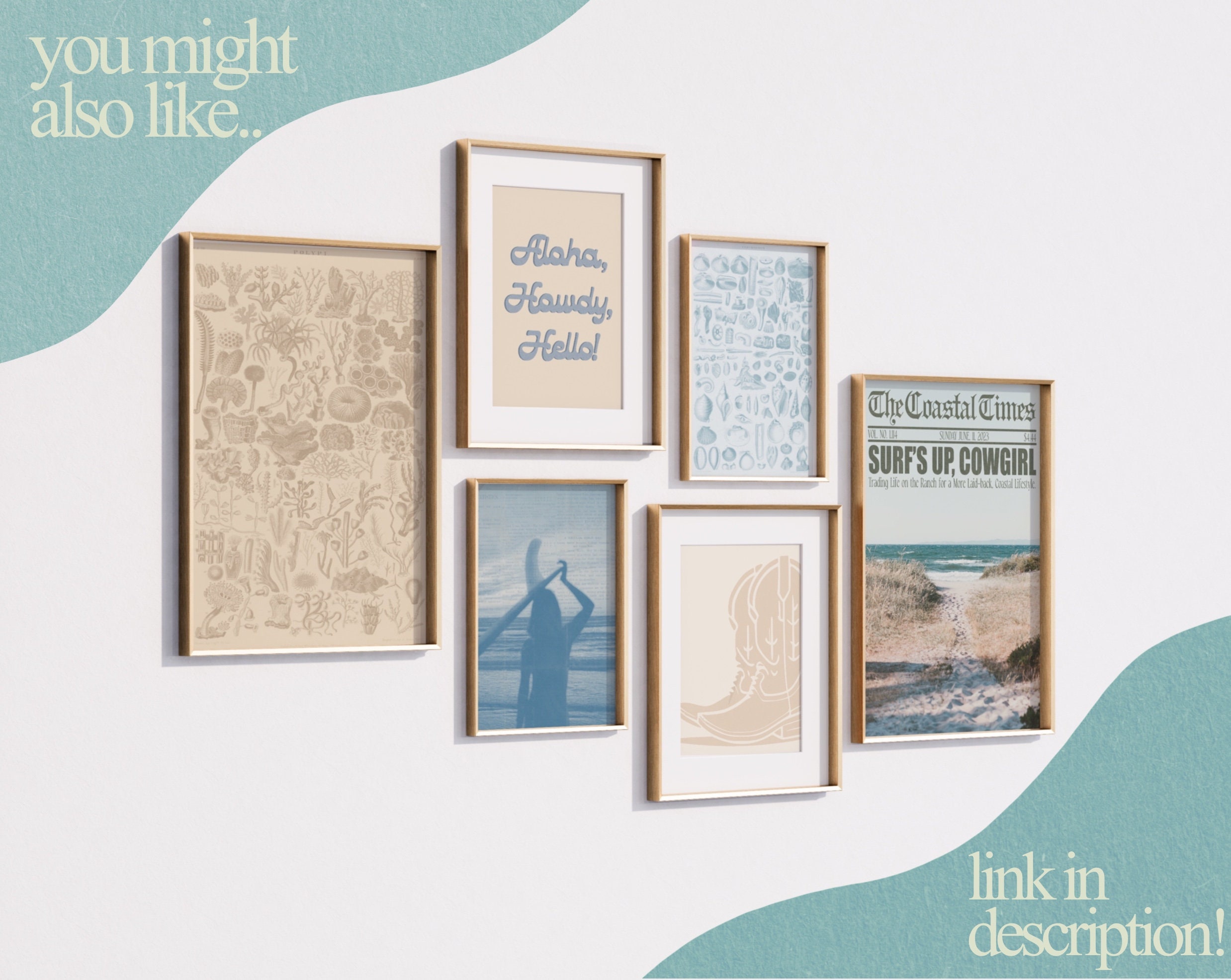 East Coast Print Coastal Cowgirl Decor Coastal Wall Art Blue Text ...