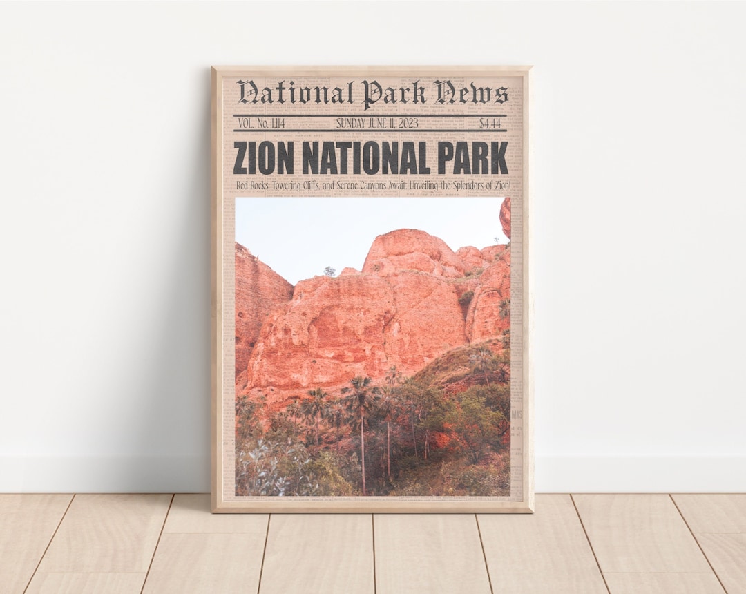 Zion National Park Poster Nature Wall Art Trendy Newspaper Print ...