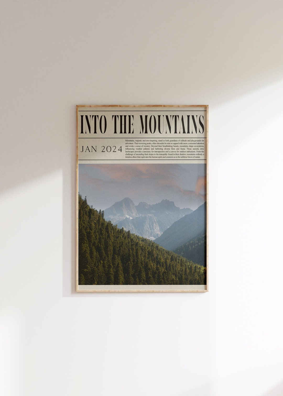 Mountain Landscape Print: Vintage Newspaper Style (digital Download) - Etsy