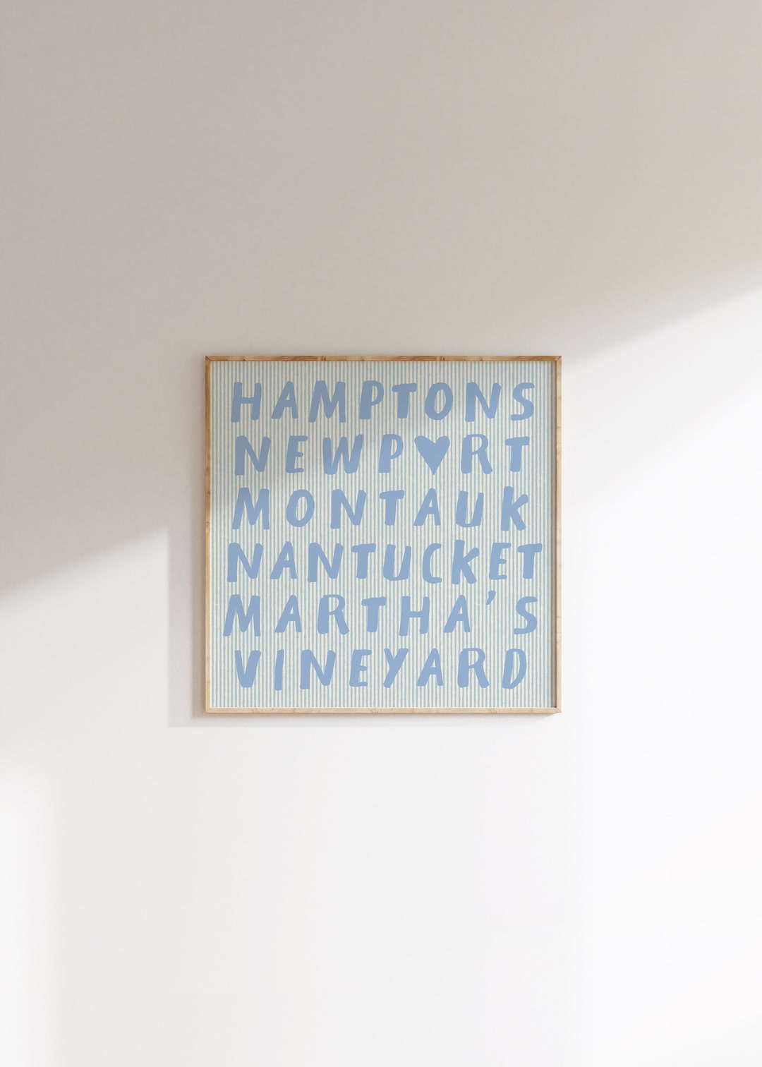 East Coast Destinations Print: Light Blue Coastal Wall Art (digital ...