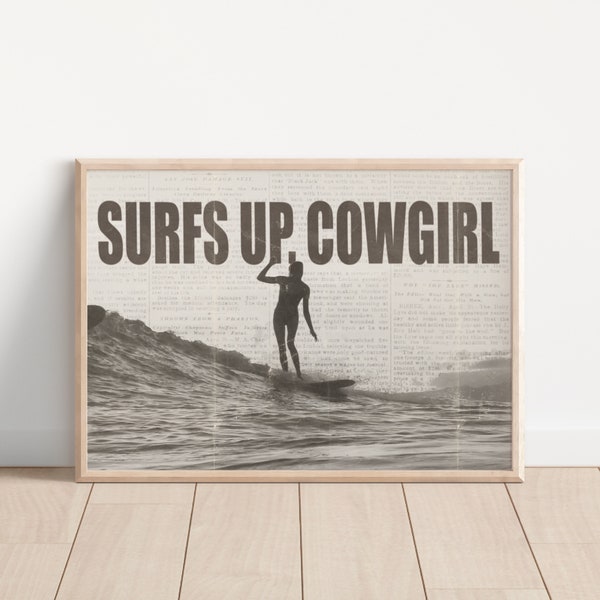 Surf’s up Cowgirl Poster - Etsy