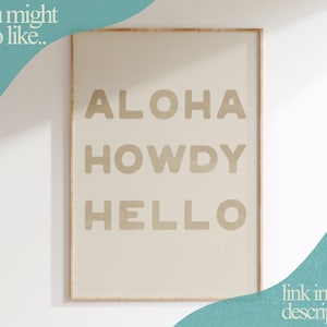 Aloha Howdy Hello Print: Coastal Cowgirl Wall Art (digital Print) - Etsy
