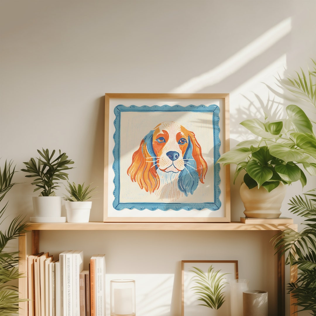 Cocker Spaniel Dog Print: Eclectic Coastal Wall Art (digital Download ...
