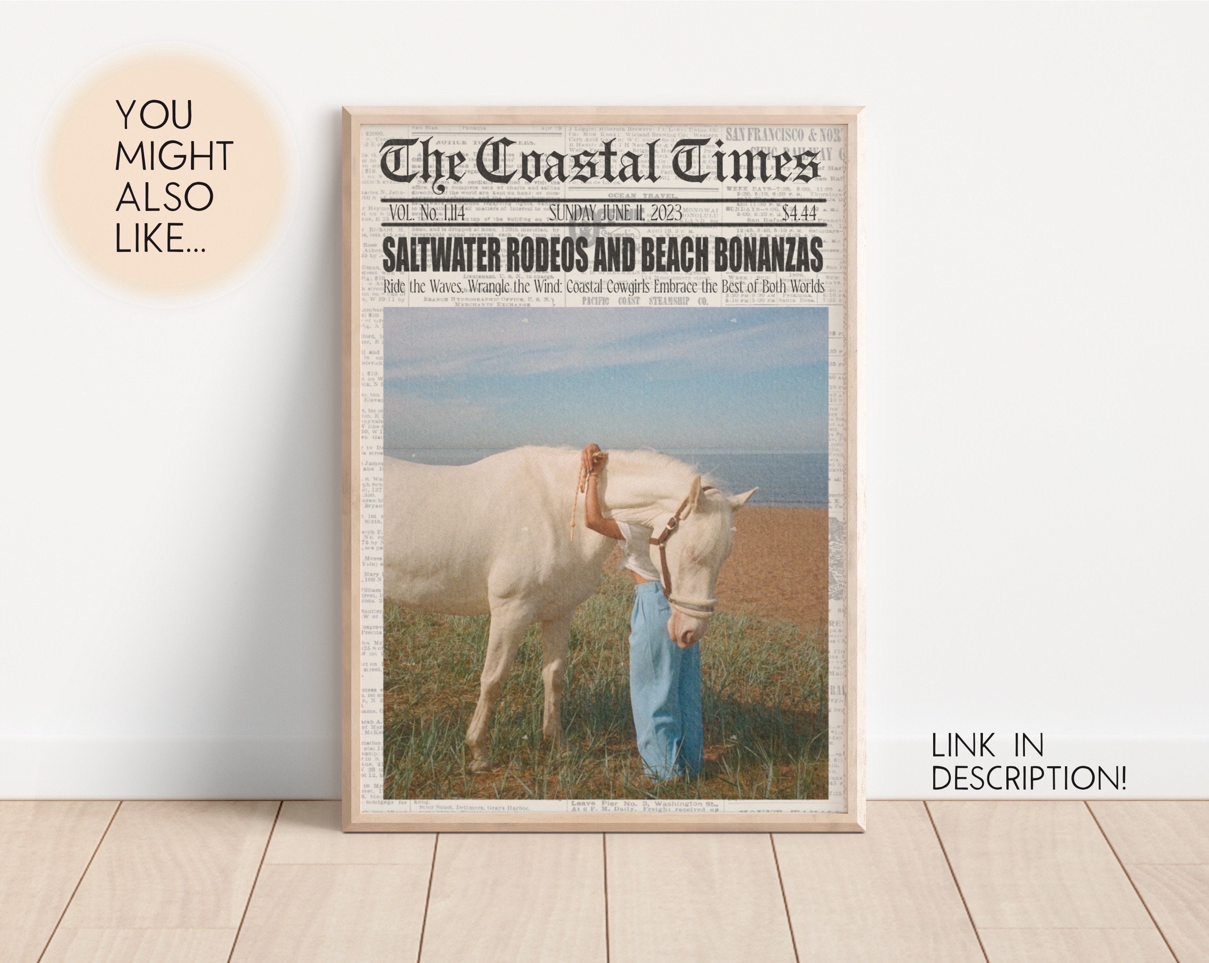 Coastal Cowgirl Decor Black and White Newspaper Print Western - Etsy