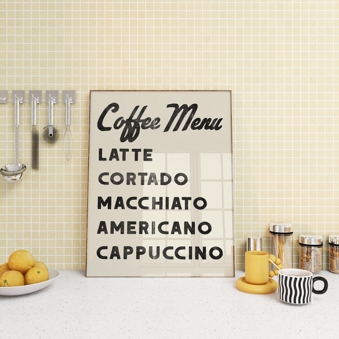 Retro Coffee Menu Print: Vintage Kitchen Wall Art (digital Download) - Etsy