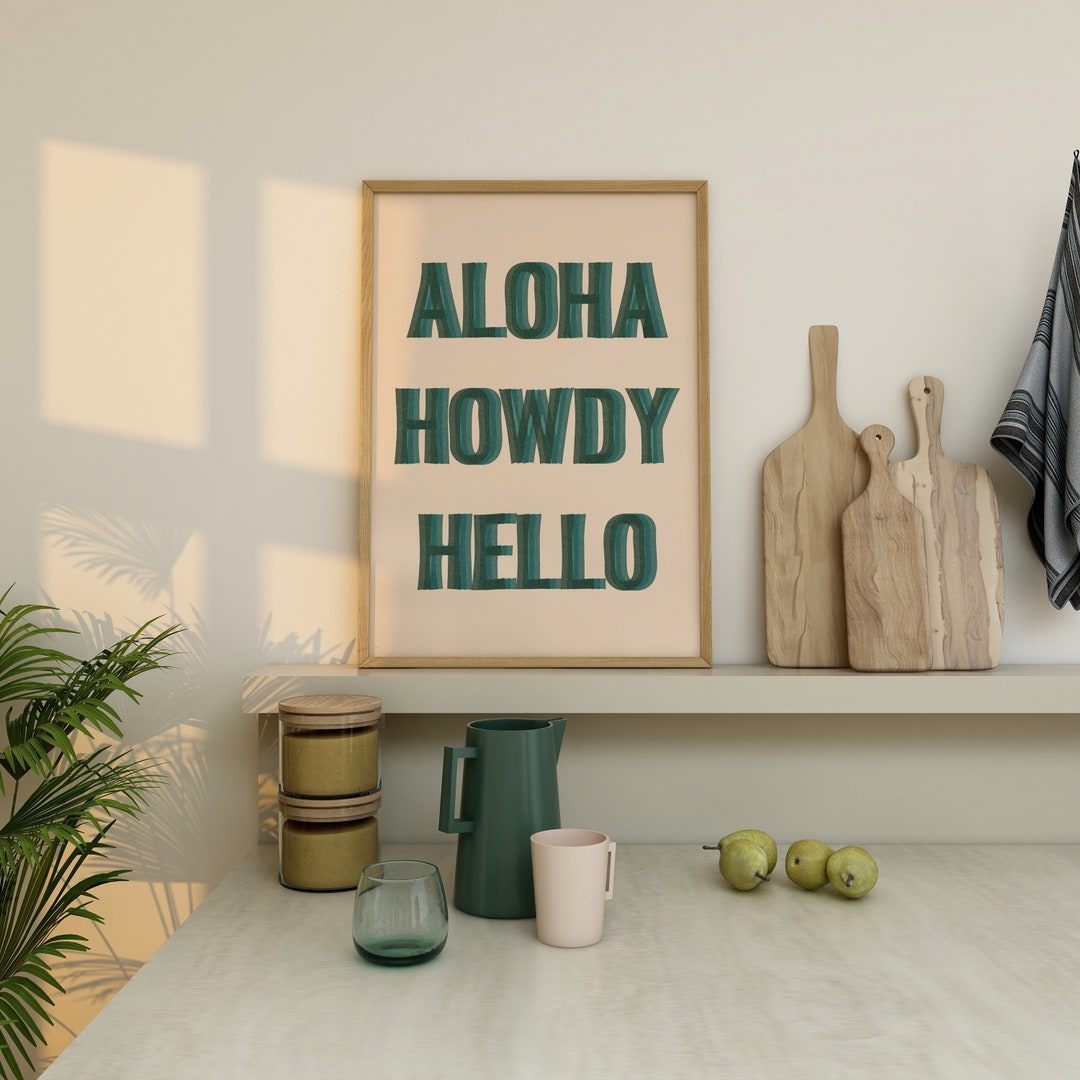 Aloha Howdy Hello Print: Coastal Cowgirl Wall Art (digital Print) - Etsy