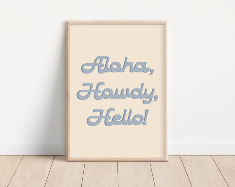 Aloha Howdy Hello Print: Coastal Cowgirl Wall Art (digital Print) - Etsy
