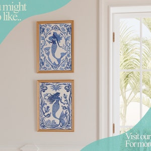 Custom Delft Blue Monogram Print Personalized Wall Art Coastal ...