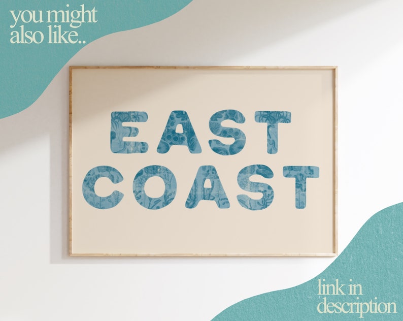 East Coast Blue Text Print: Coastal Cowgirl Wall Art (digital Print) - Etsy