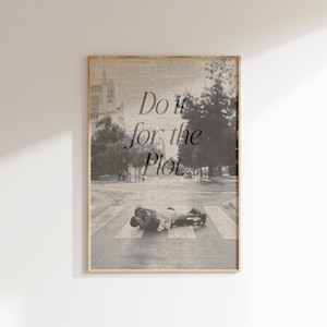 Do It for the Plot Retro Newspaper Print Pink Trendy Wall - Etsy Canada