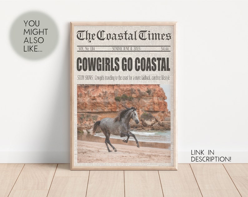 Coastal Cowgirl Decor Black and White Newspaper Print Western - Etsy