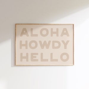 Aloha Howdy Hello Print: Coastal Cowgirl Wall Art (digital Print) - Etsy