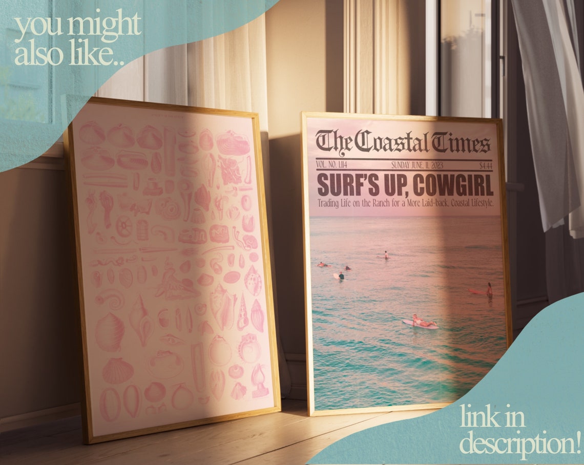 East Coast Print Coastal Cowgirl Decor Coastal Wall Art Blue Text ...