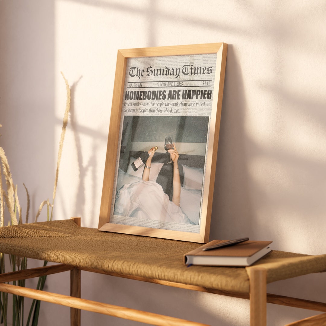 Homebodies Are Happier Newspaper Print: Preppy Retro Wall Art (digital ...