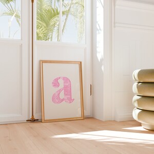 Custom Delft Blue Monogram Print: Pink Coastal Wall Art (digital ...