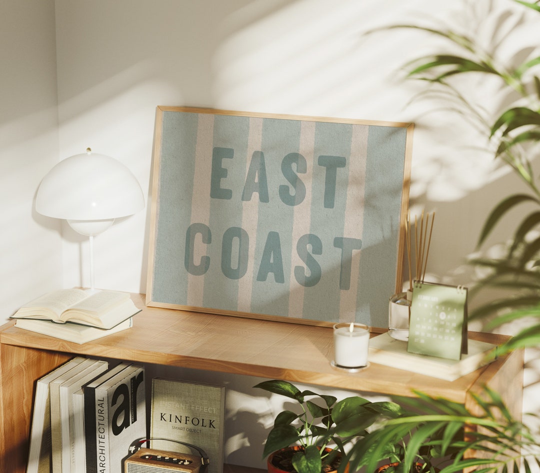 East Coast Coastal Print: Blue Striped Wall Art (digital Print) - Etsy