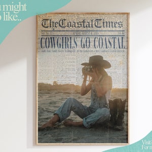 Meet Me at the Beach Print Pink Coastal Cowgirl Wall Art Poster Blue ...