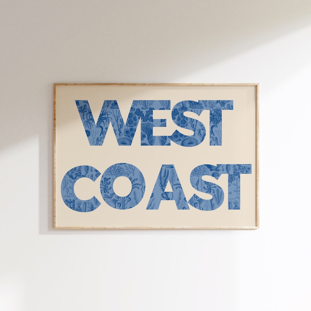 West Coast Print Coastal Cowgirl Decor Blue Coastal Wall Art Aesthetic ...