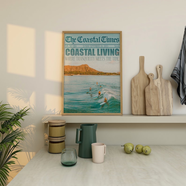 Coastal Living Newspaper Print: Beachy Surf Art (digital Print) - Etsy