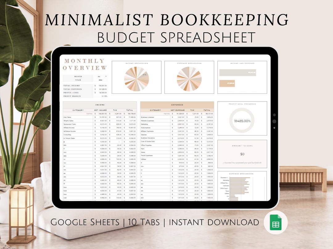 Ultimate Bookkeeping Google Sheets Budget Spreadsheet Monthly and ...