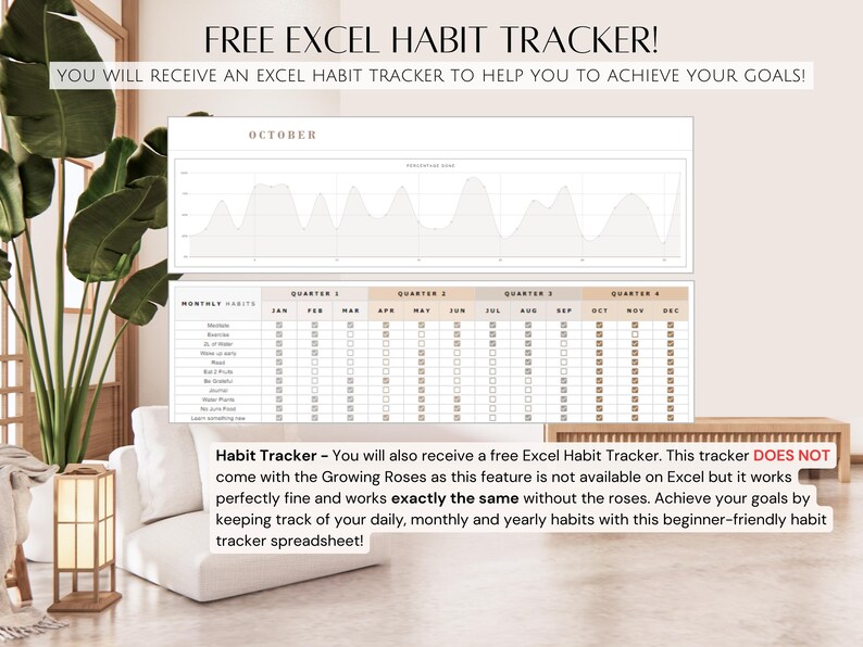 Google Sheets Habit Goal Tracker Spreadsheet Daily Self-improvement ...