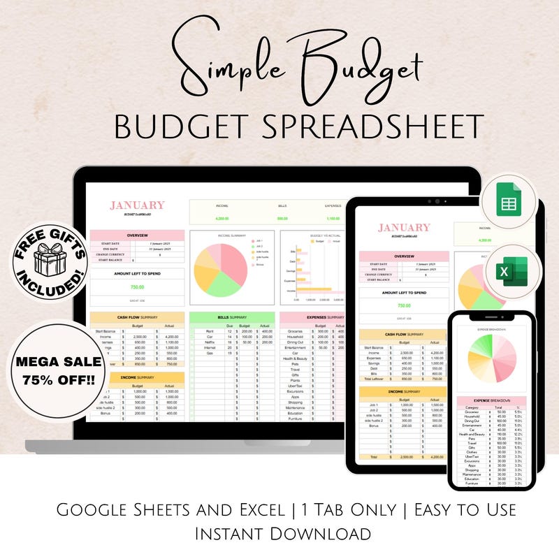 One Page Budget Tracker - Etsy