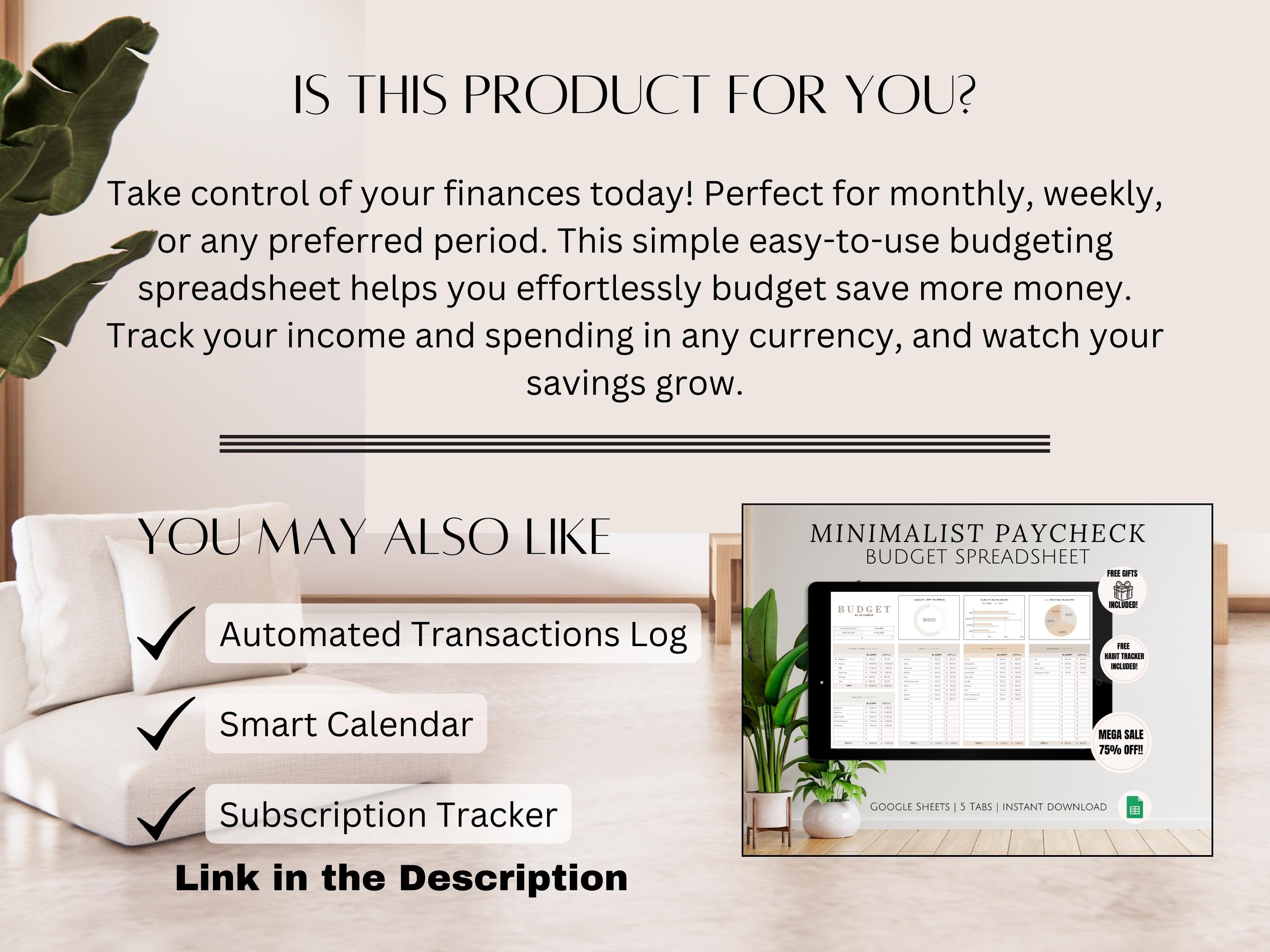 Excel Monthly Savings and Expenses Budget Spreadsheet, Weekly Income ...