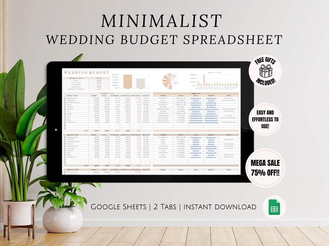 Wedding Budget Google Sheets Spreadsheet for Brides DIY Bridal ...