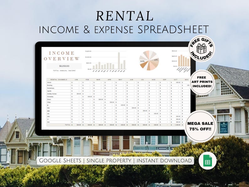 Single Property Rental Income Expense Tracker Google Sheets Template ...