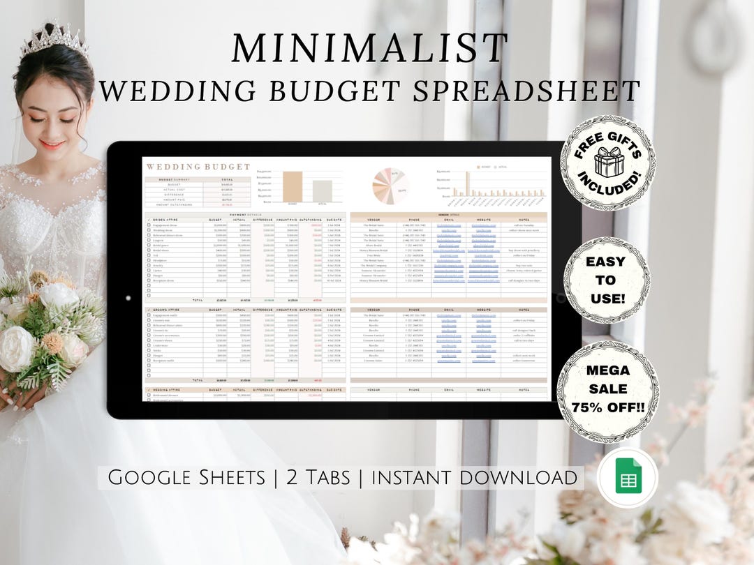 Wedding Budget Google Sheets Spreadsheet for Brides DIY Custom Planning ...