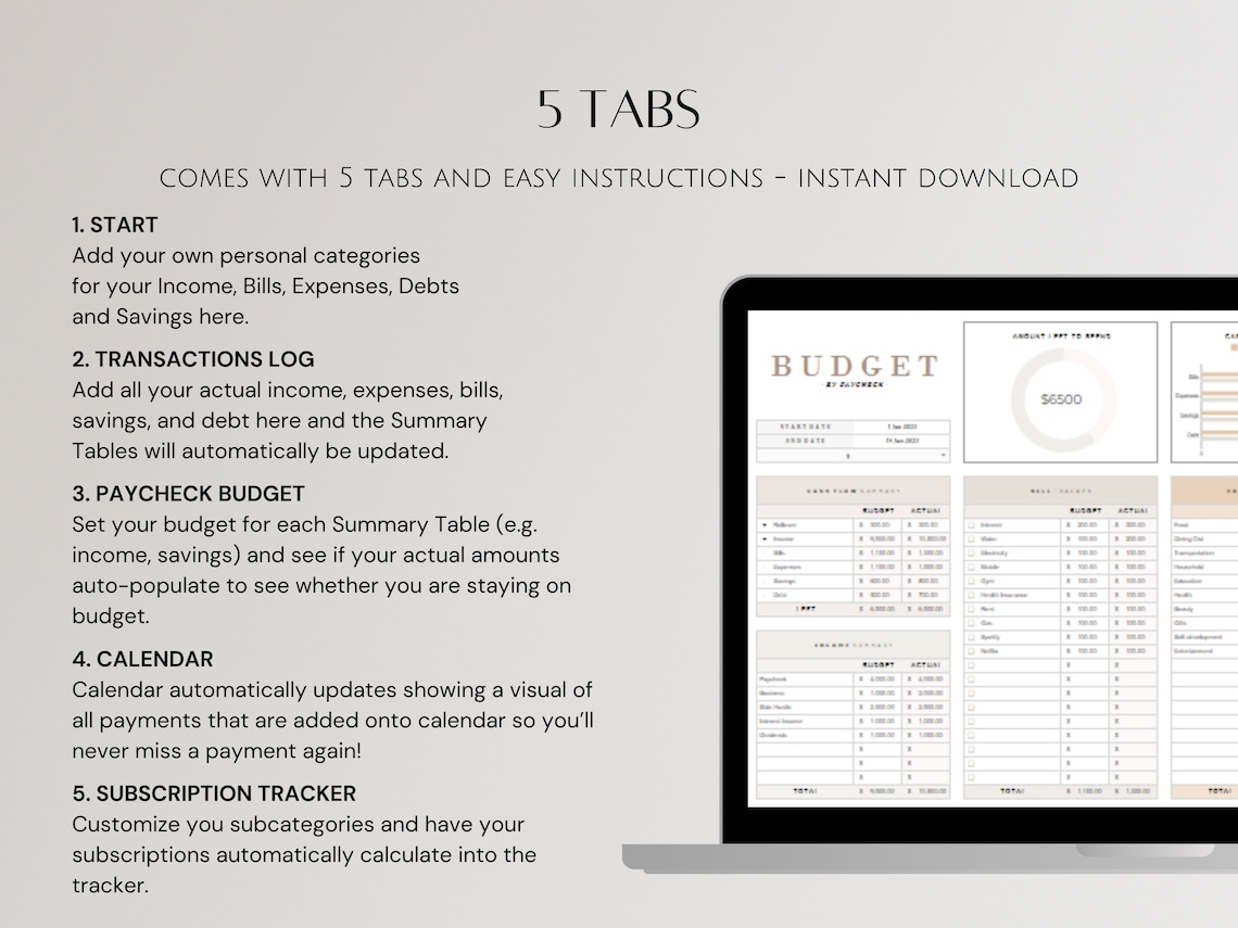 Ultimate Minimalist Paycheck Budget Google Sheets Spreadsheet for ...