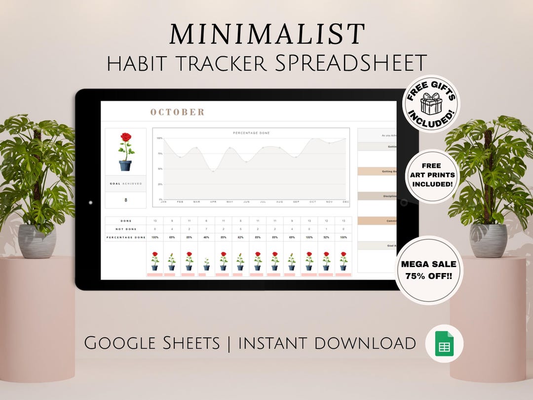 Ultimate Habit Tracker Spreadsheet Google Sheets Simple Template Goal ...