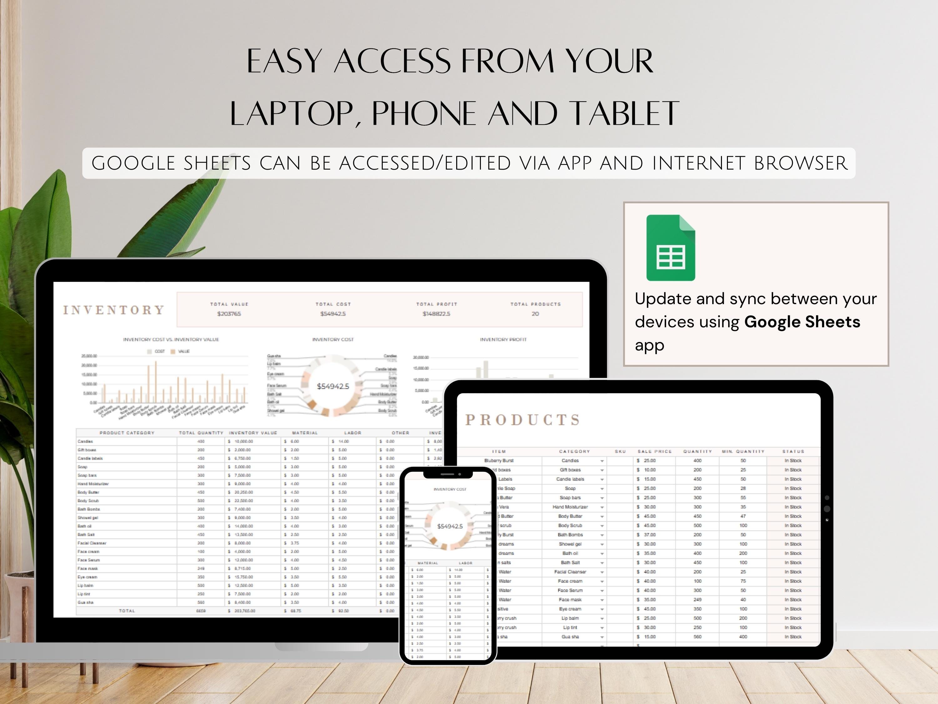 Simple Google Sheets Inventory Management Template Spreadsheet for ...