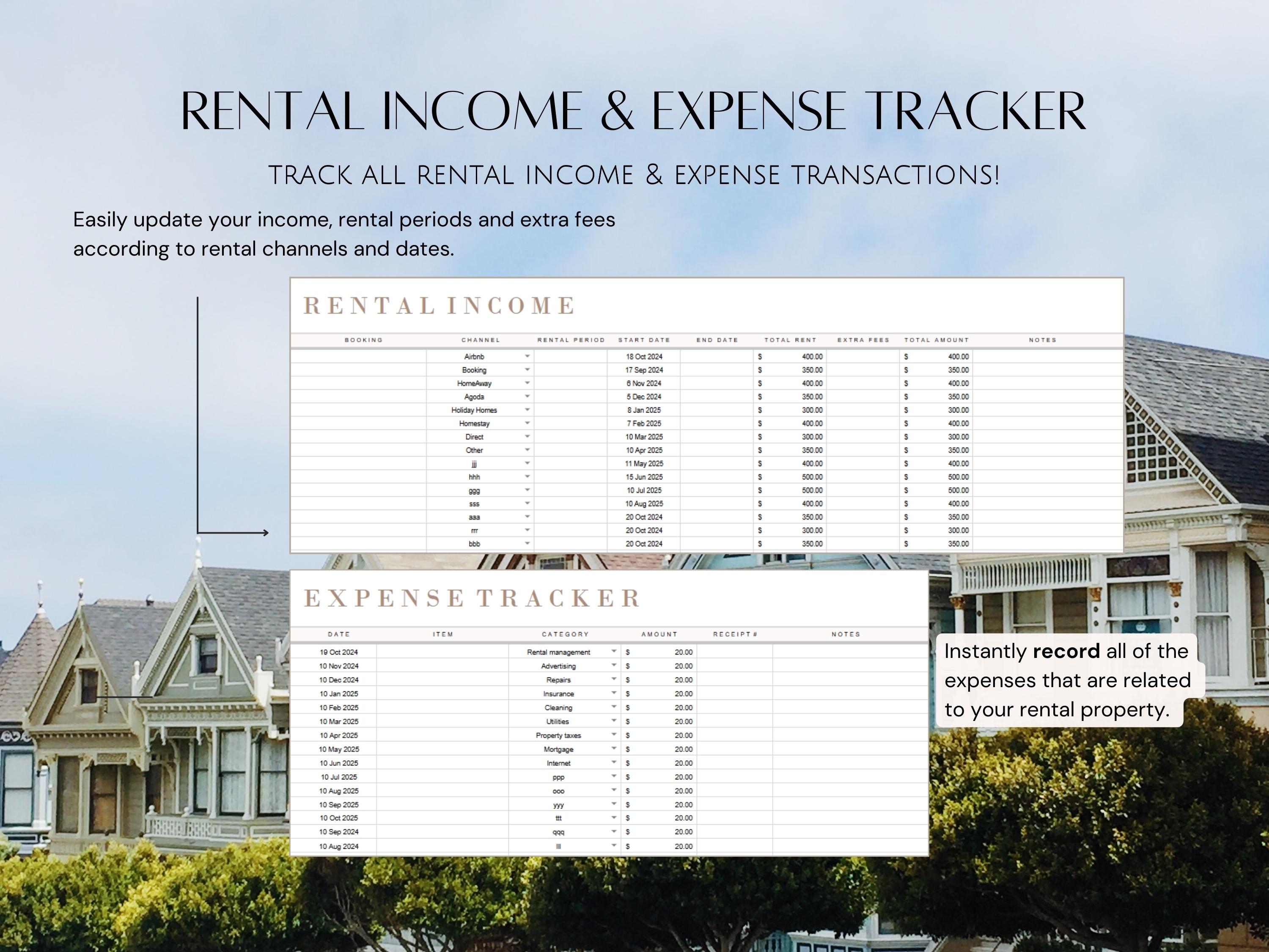 Single Property Rental Income Expense Tracker Google Sheets Template ...