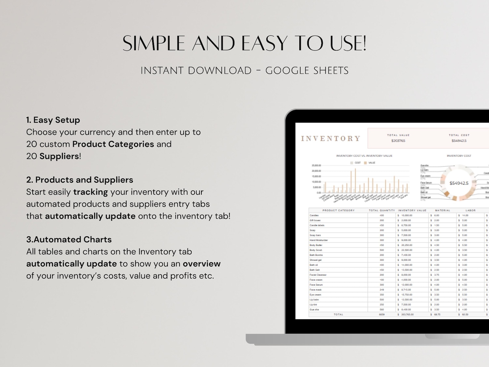 Simple Google Sheets Inventory Management Template Spreadsheet for ...