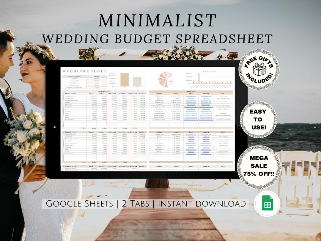Simple Wedding Budget Google Sheets Spreadsheet for Easy to Use Brides ...