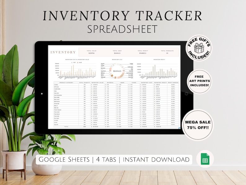 Google Sheets User-friendly Inventory Tracker Spreadsheet Template for ...