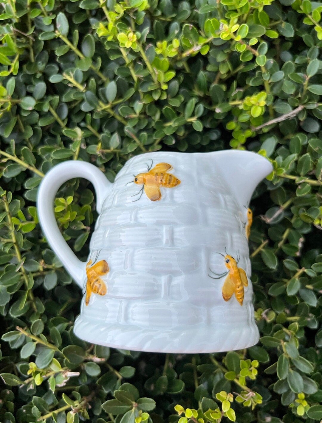 Andrea by Sadek Bee Creamer Basket Weave Raised Bees EUC - Etsy