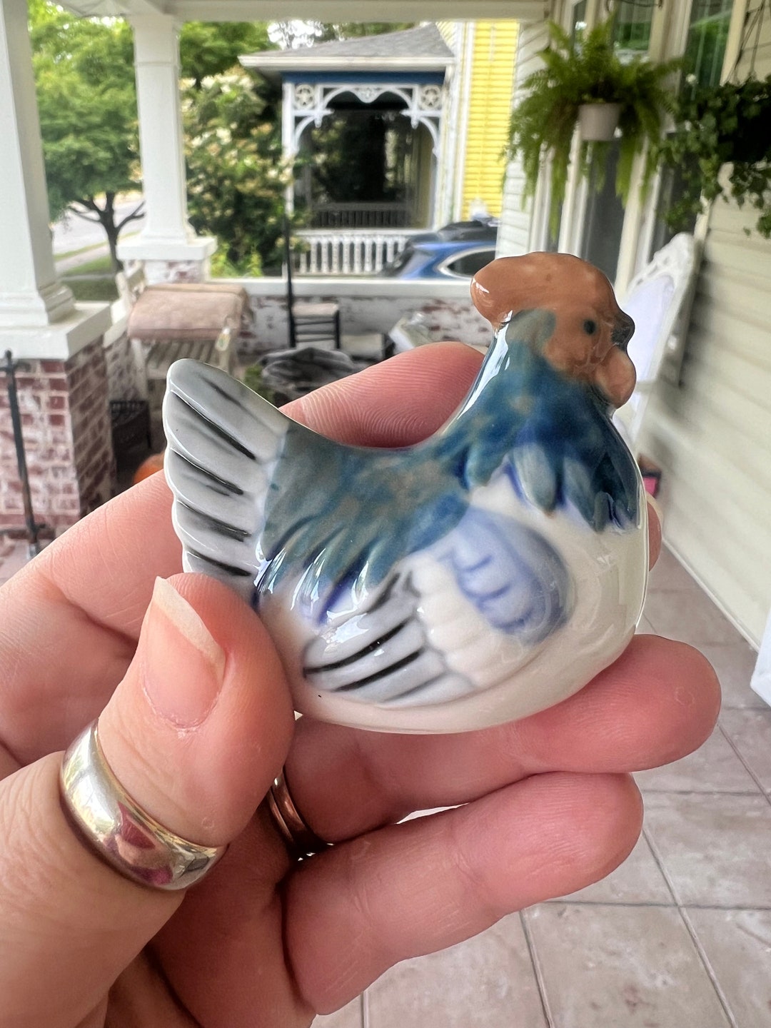 Otagiri Blue Hen Chicken Porcelain Miniature Figurine japan - Etsy