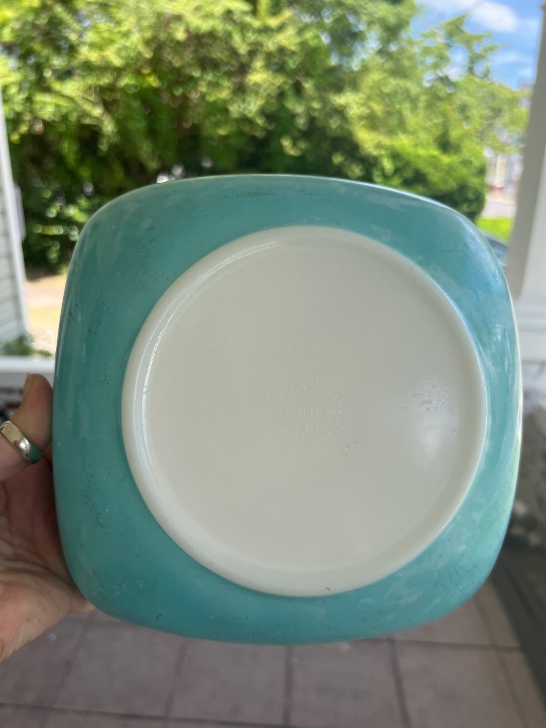 RARE Vintage PYREX Blue Turquoise Square 2 1/2 Qt Chip & Dip Bowl/dish ...
