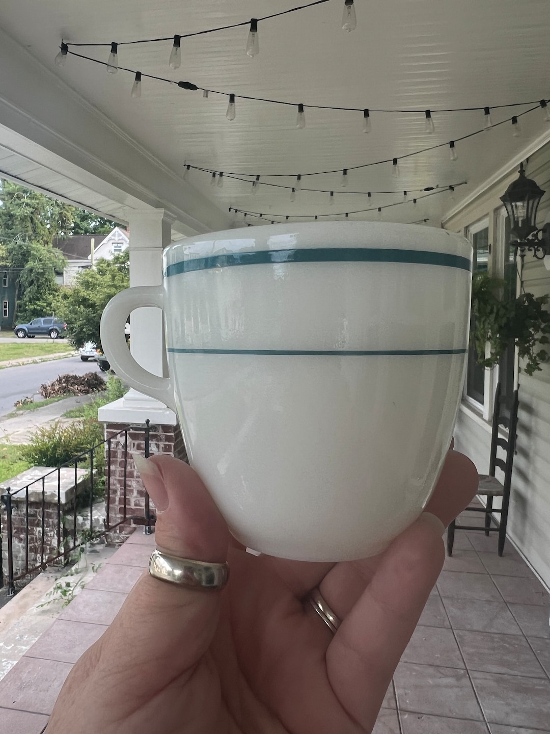 Vintage Mess Hall Mug PYREX Army Navy USMC Teal Stripe Cup EUC - Etsy