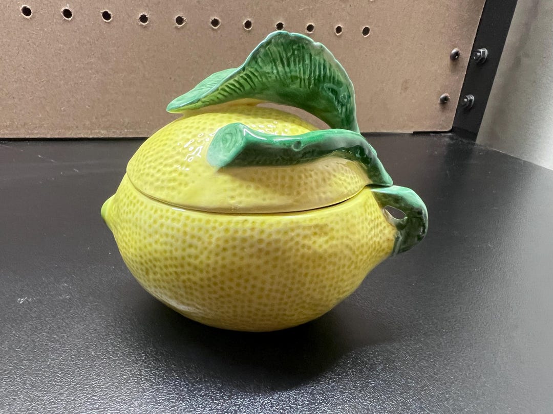 Fitz and Floyd's Lemon Sugar Cube Container Small Lidded Lemon Shaped ...