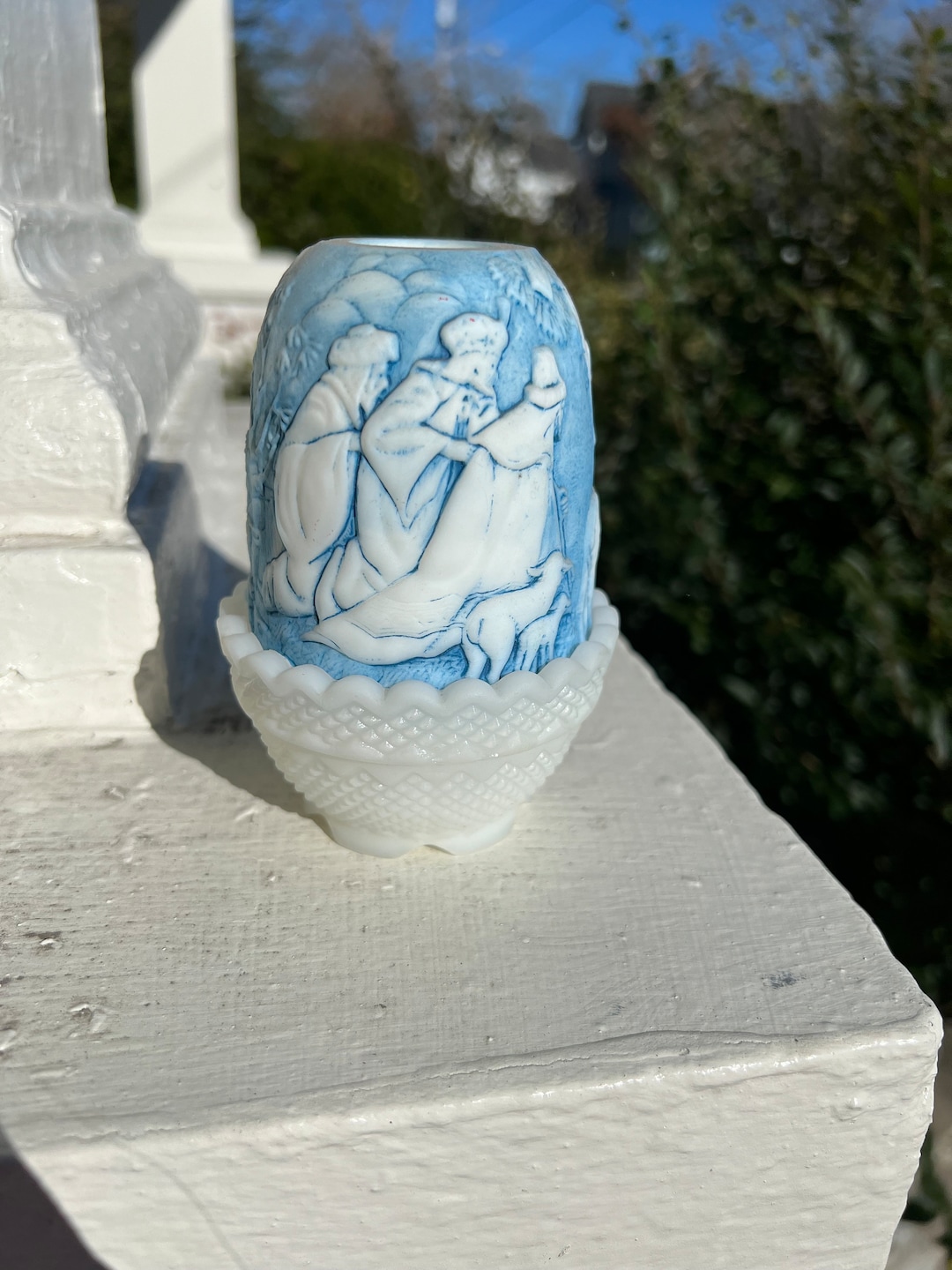 Fenton Hand Painted Nativity Fairy Lamp - Etsy