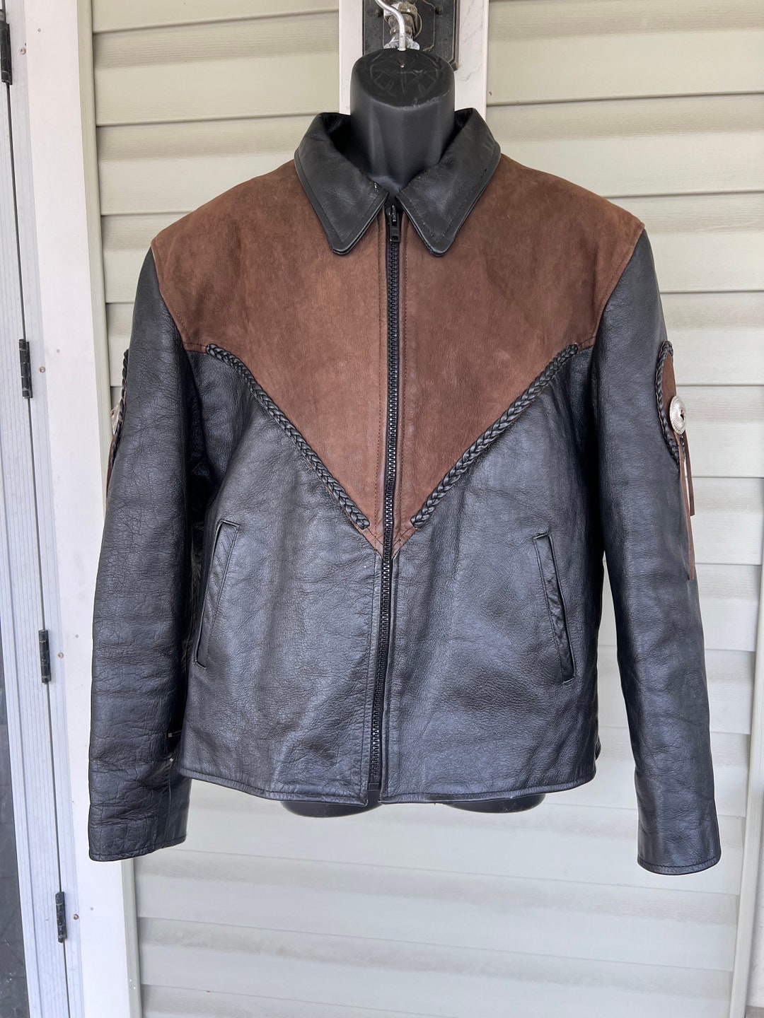 VTG Daytona Joes Leather Jacket Brown Fringe Tasseled Large Biker Tiger King - Etsy