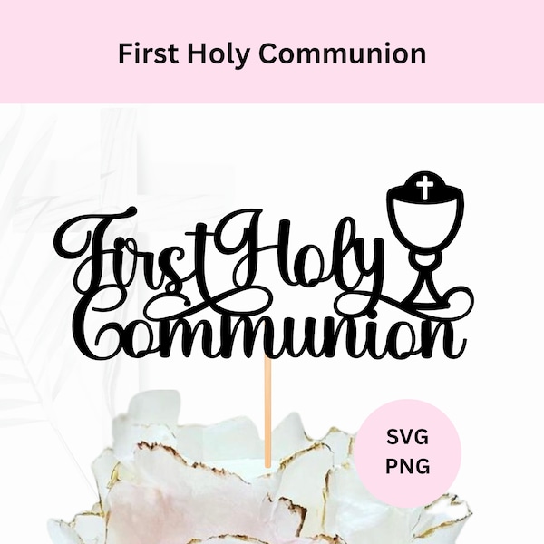 First Holy Communion Cake Topper Png - Etsy