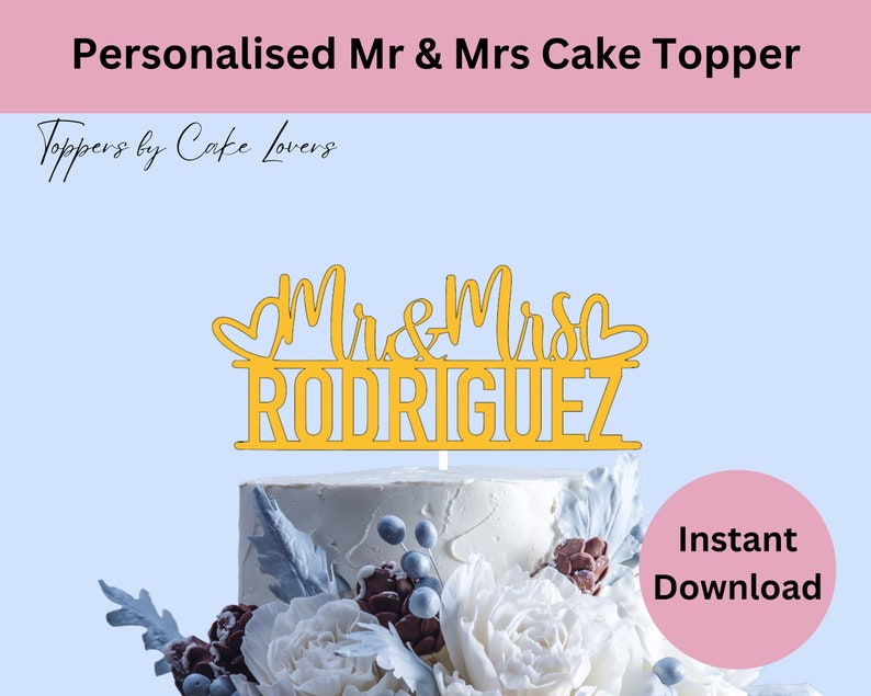 Personalised Mr & Mrs Cake Topper Cut File Digital Download - Etsy