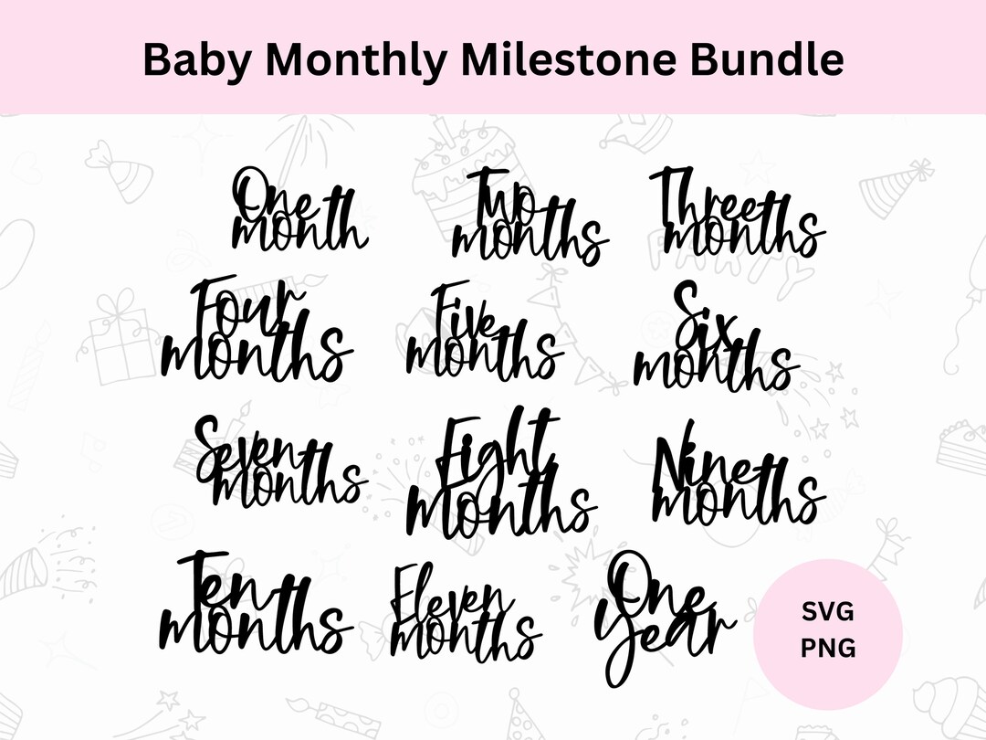 Baby Monthly Milestone Bundle Cake Topper SVG, Baby Milestones SVG, DIY ...