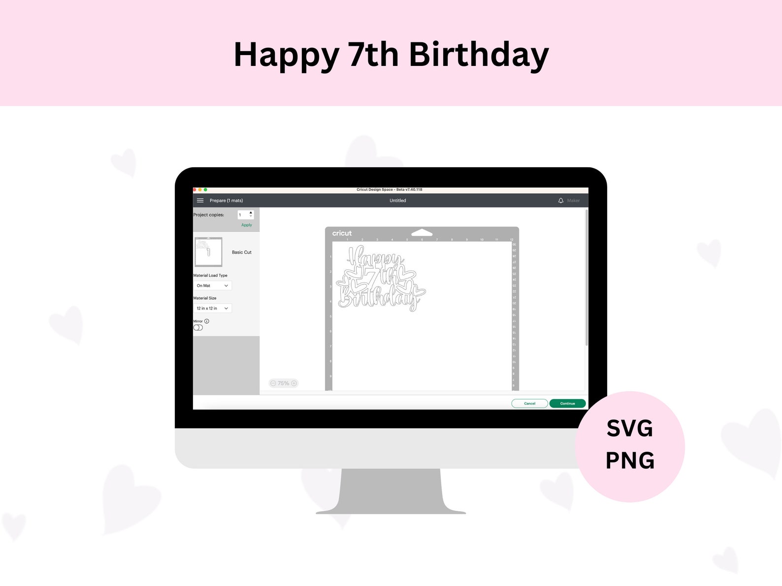 Happy 7th Birthday Cut File, Happy 7th Birthday SVG, DIY Cake Topper ...