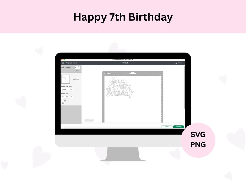 Happy 7th Birthday Cut File, Happy 7th Birthday SVG, DIY Cake Topper ...